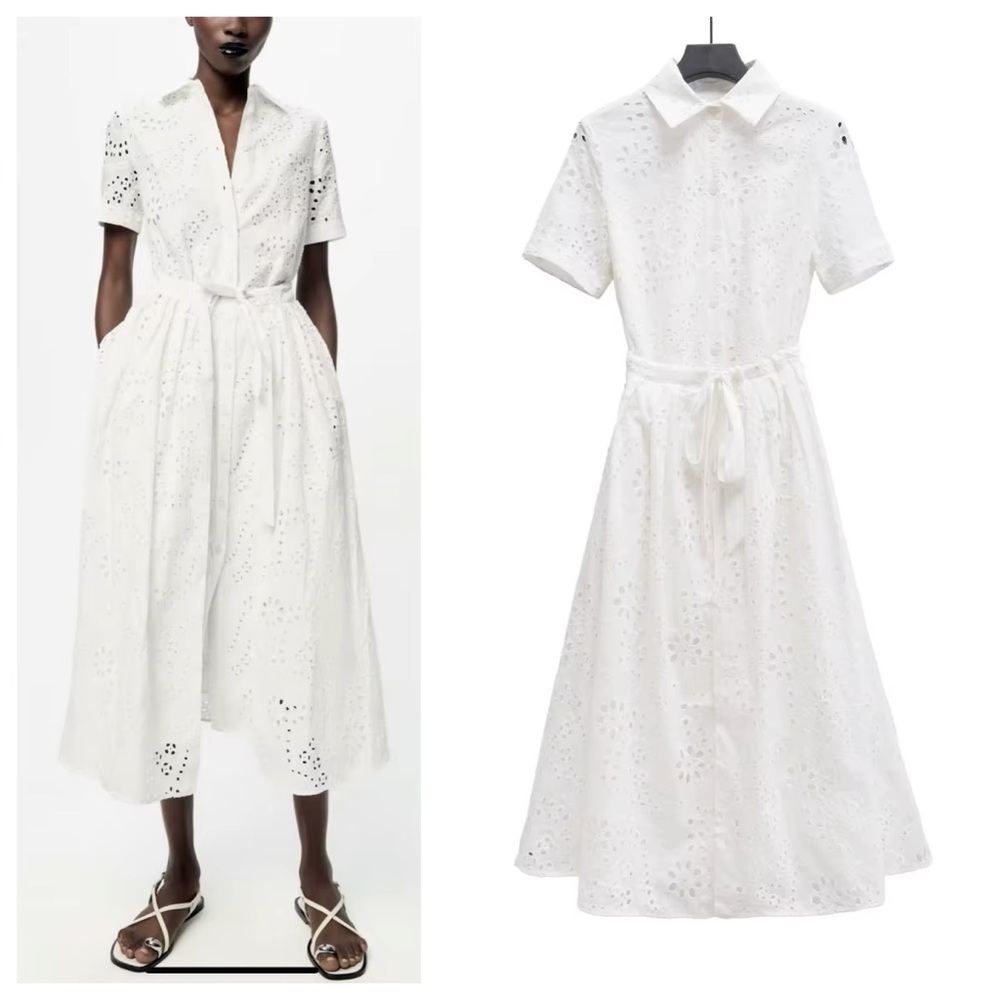 Zara White Eyelet Midi Dress - Gem